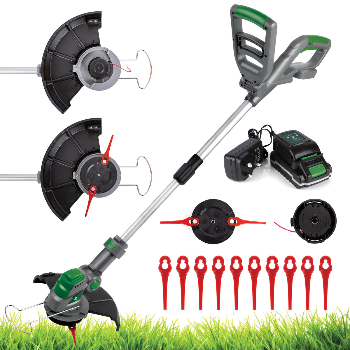 Gracious Gardens 2-in-1 Cordless Grass Strimmer | 20V with Blades ...