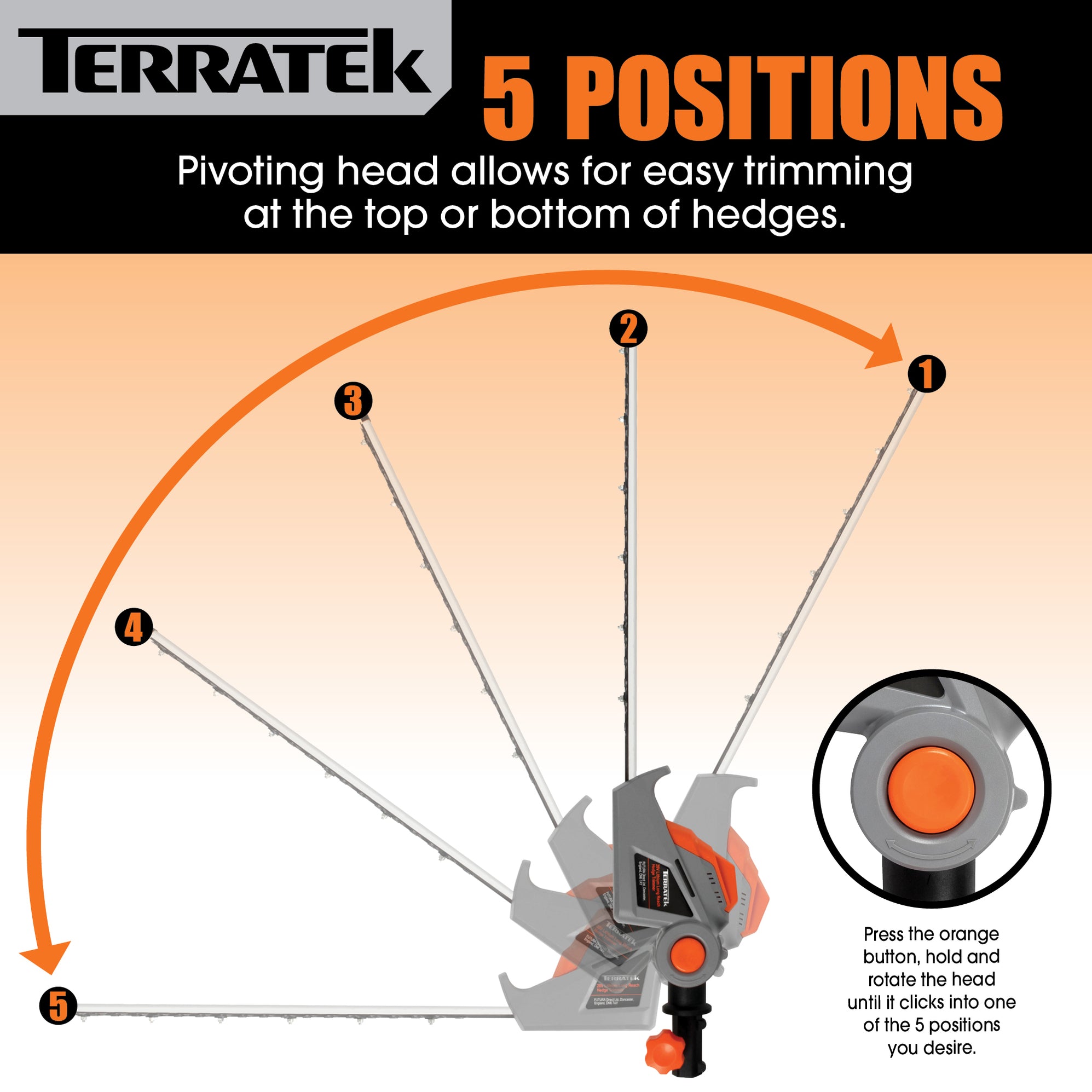 Terratek 2.4m Long Reach Hedge Trimmer | 20V Cordless Extendable Pole ...