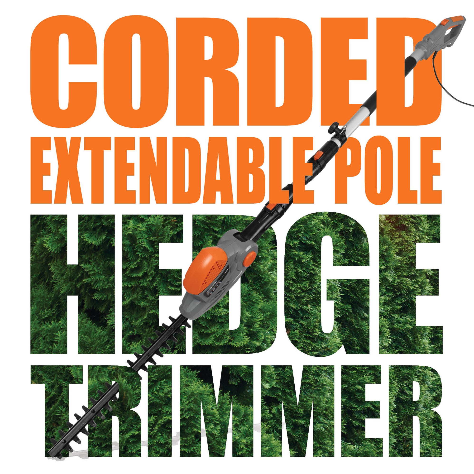 Terratek 2.4m Long Reach Hedge Trimmer | 550W Electric Telescopic Hedg ...
