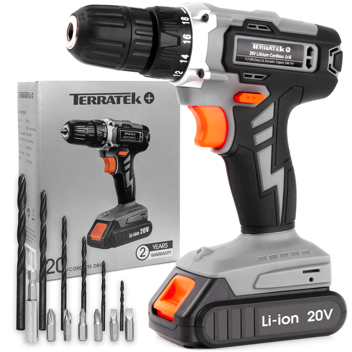 Terratek 20V Cordless Drill | Fast Charge Battery Powered Tool — Futura ...