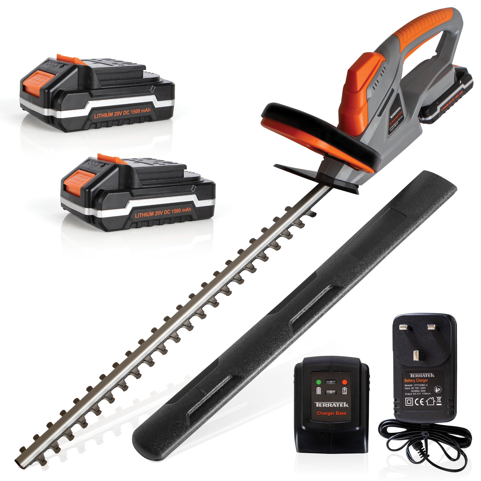 Terratek Cordless Hedge Trimmer | 20V Hedge Cutter with 2 Batteries ...