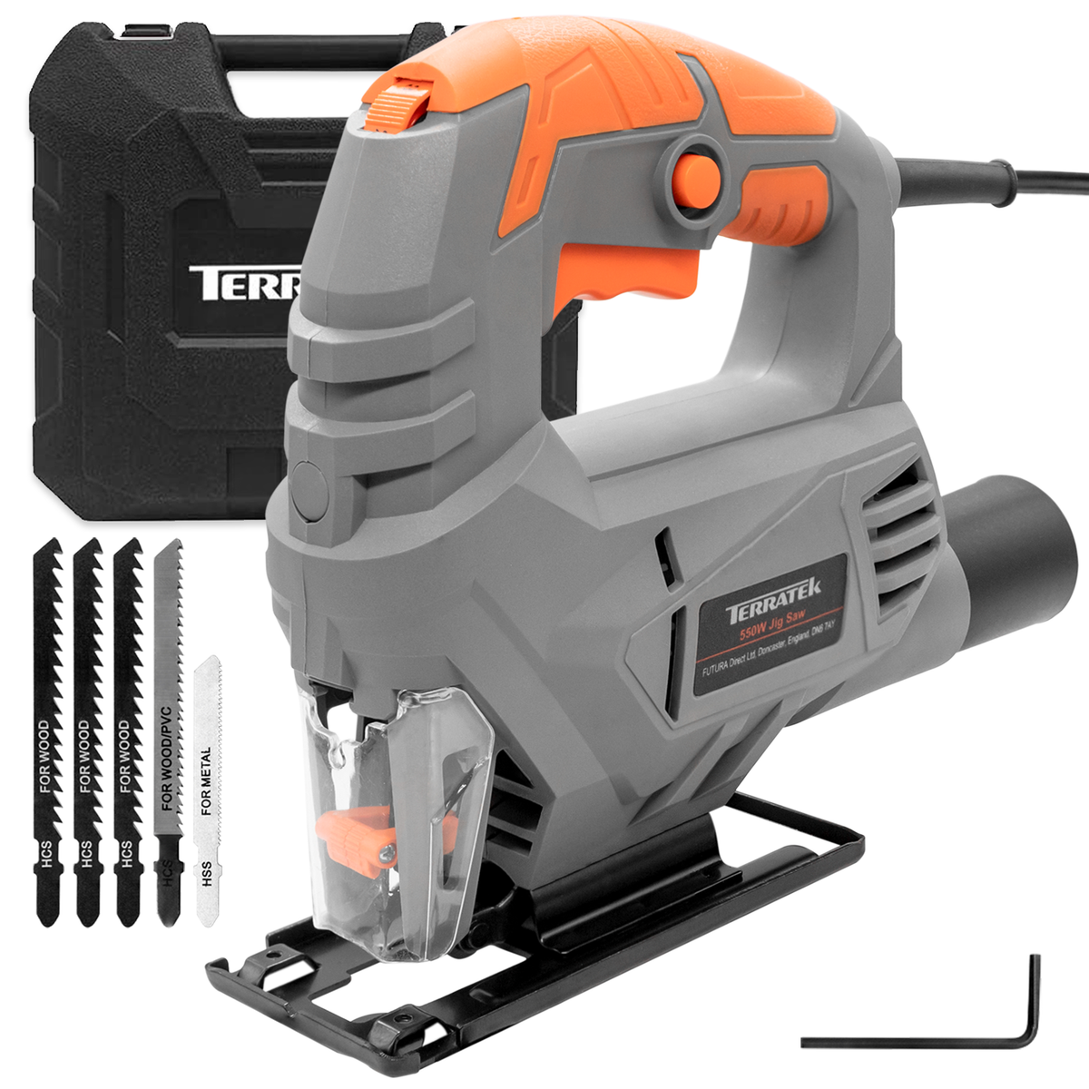 Terratek Electric Jigsaw | 550W Variable Speed Cutting Tool with Case ...